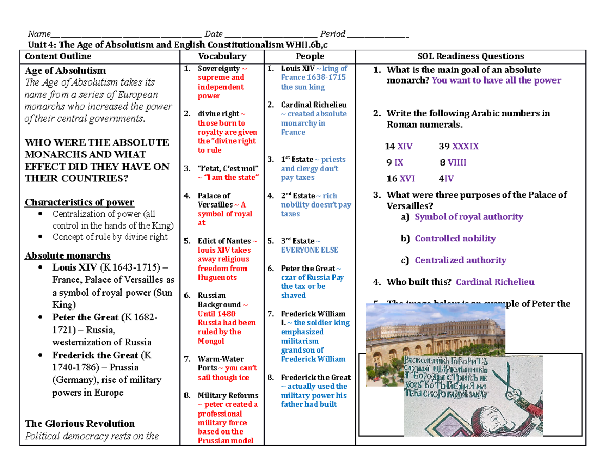 Absolute Notes - Name____________________________________________ Date