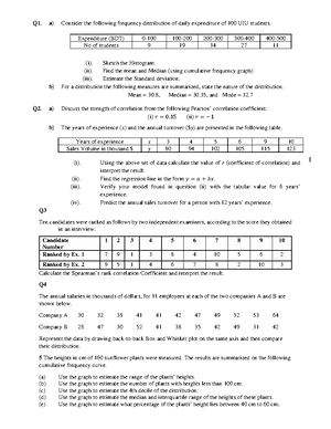 Track between Question and Answer sheet - Probability and Statistics ...