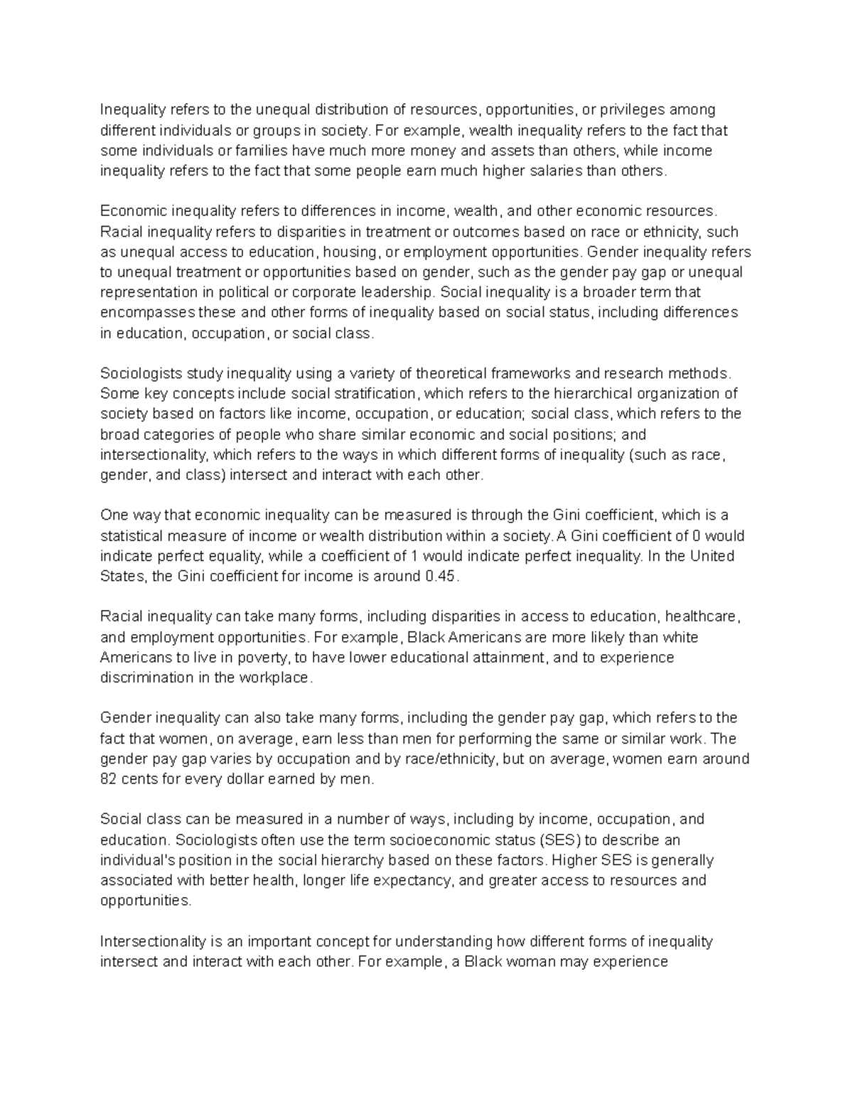 Soc 100 Study Guide Inequality Study Guide Inequality Refers To The