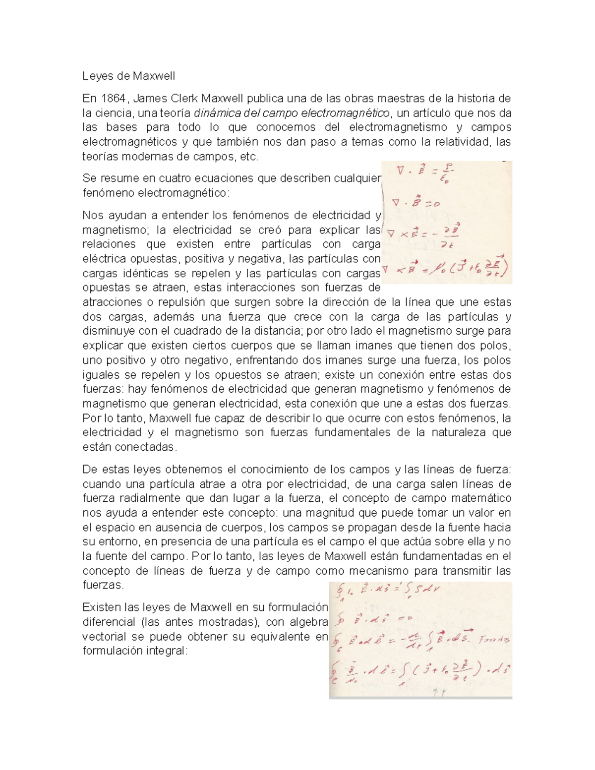Leyes de Maxwell - Leyes de Maxwell En 1864, James Clerk Maxwell ...
