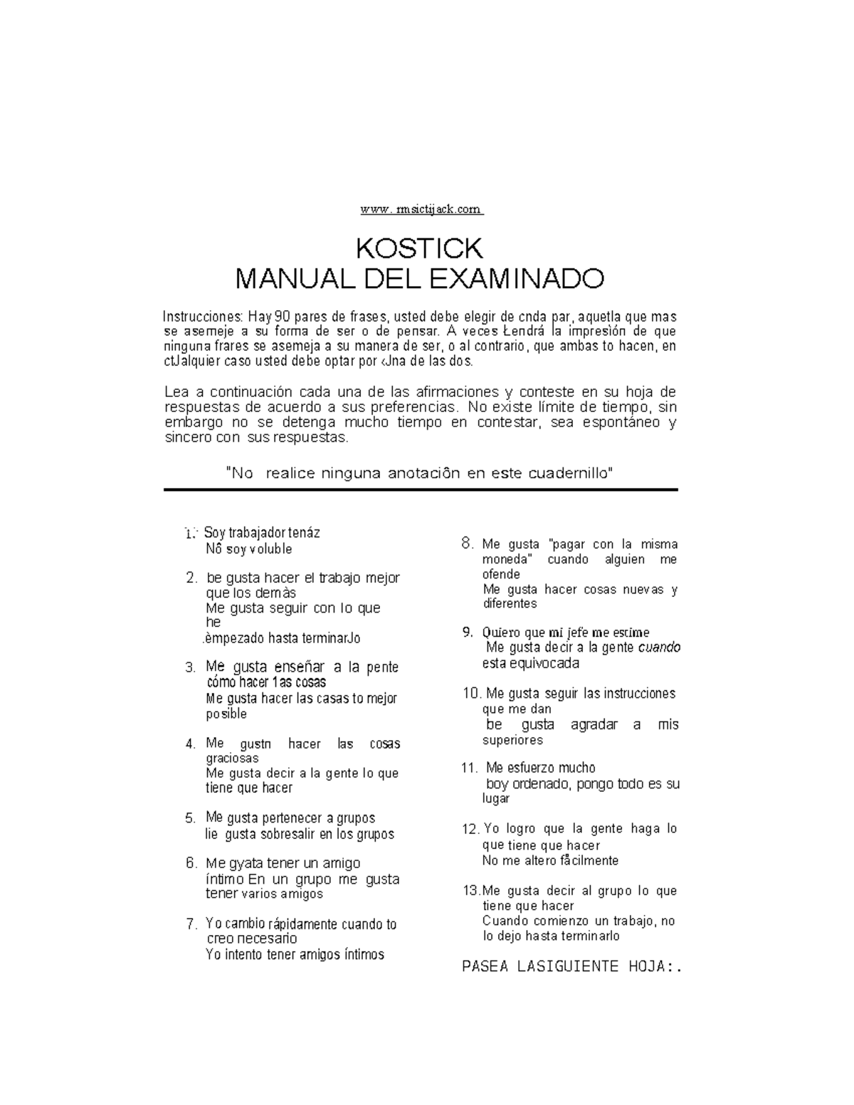 Cuadernillo Kostick - EVALUAION JOSTICK - http://www. rmsictijack ...