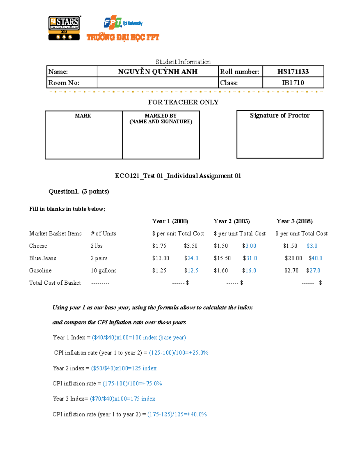 ECO121 Test-01 Individual-Assignment-01 - Student Information Name ...