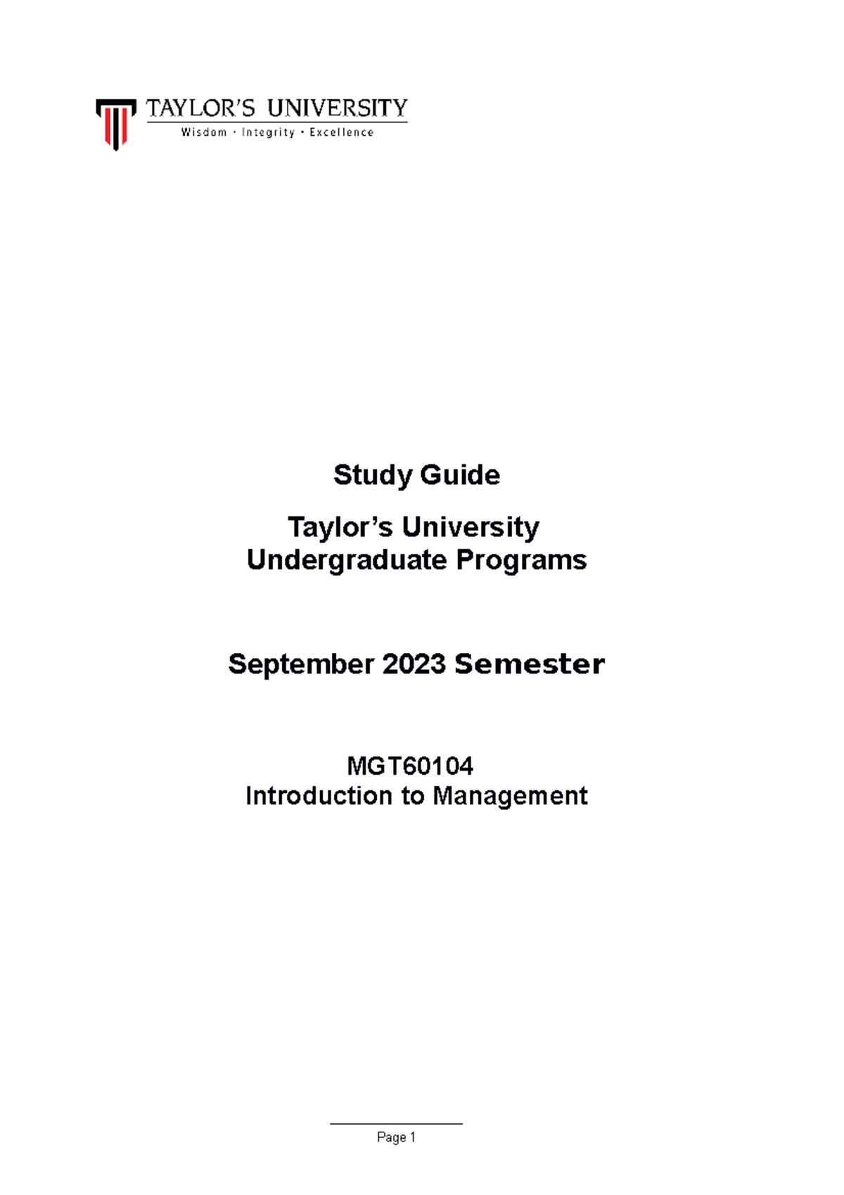 ITM Study Guide Sept 2023 - Study Guide Taylor’s University ...