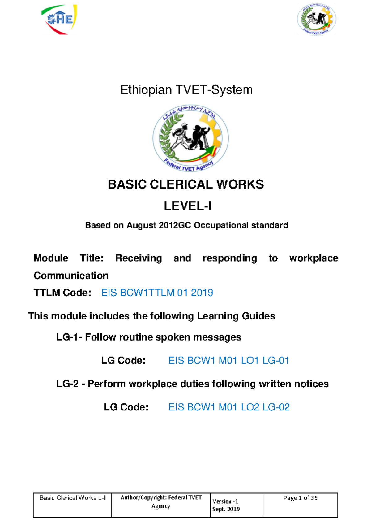 MDL-1 - MANAGEMENT - Basic Clerical Works L-I Author/Copyright: Federal ...