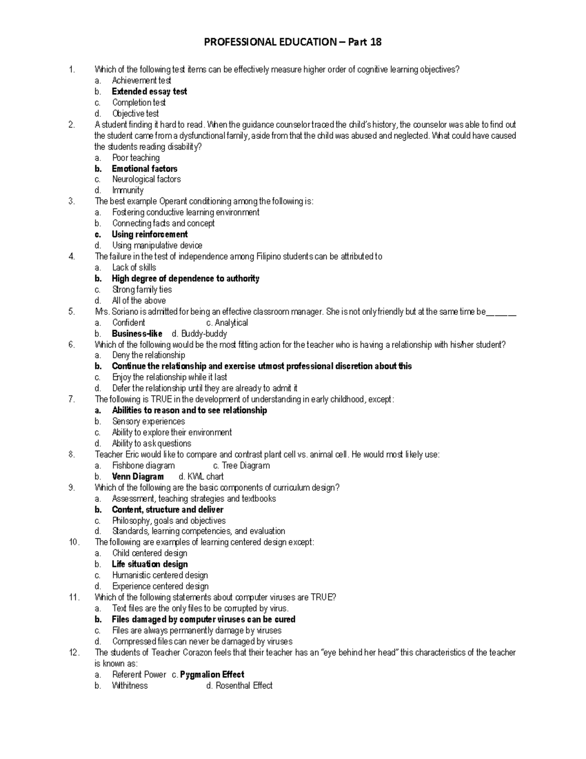 Professional Education - Part 18 - PROFESSIONAL EDUCATION Part 18 1. 2 ...