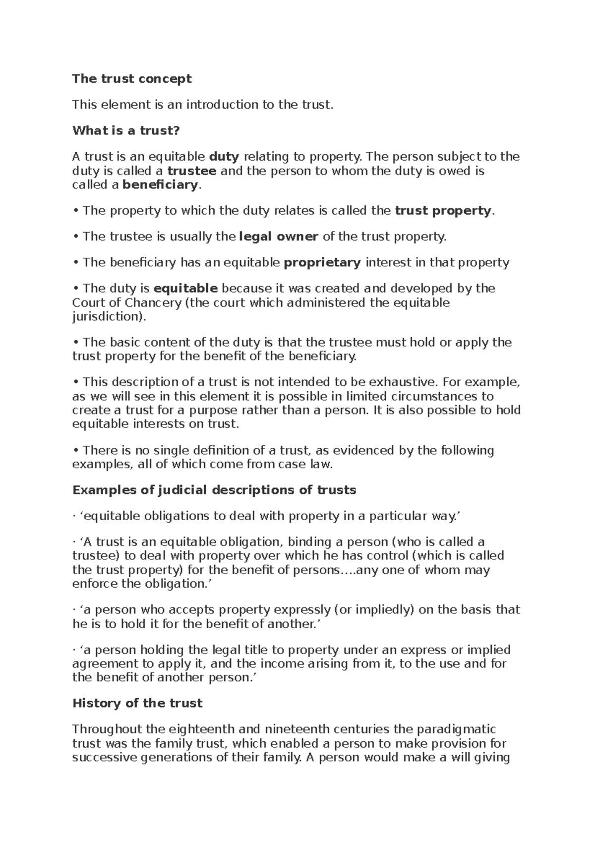 The trust concept - Week 1 Lecture Notes - The trust concept This ...