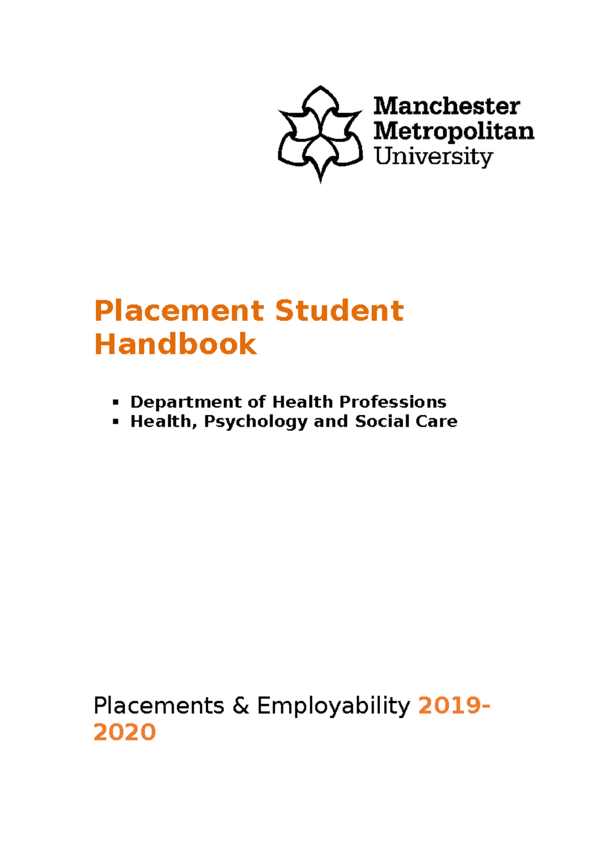 Placement handbook c - Placement Student Handbook Department of Health ...