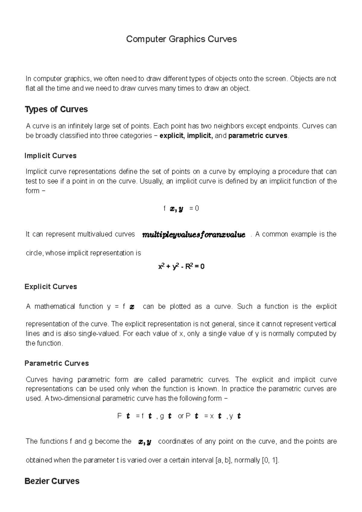 Computer Graphics Curves - Computer Graphics CurvesComputer Graphics ...
