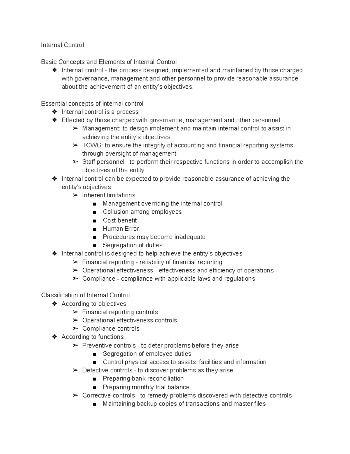 Study and Evaluation of Internal Control - Internal Control Basic ...