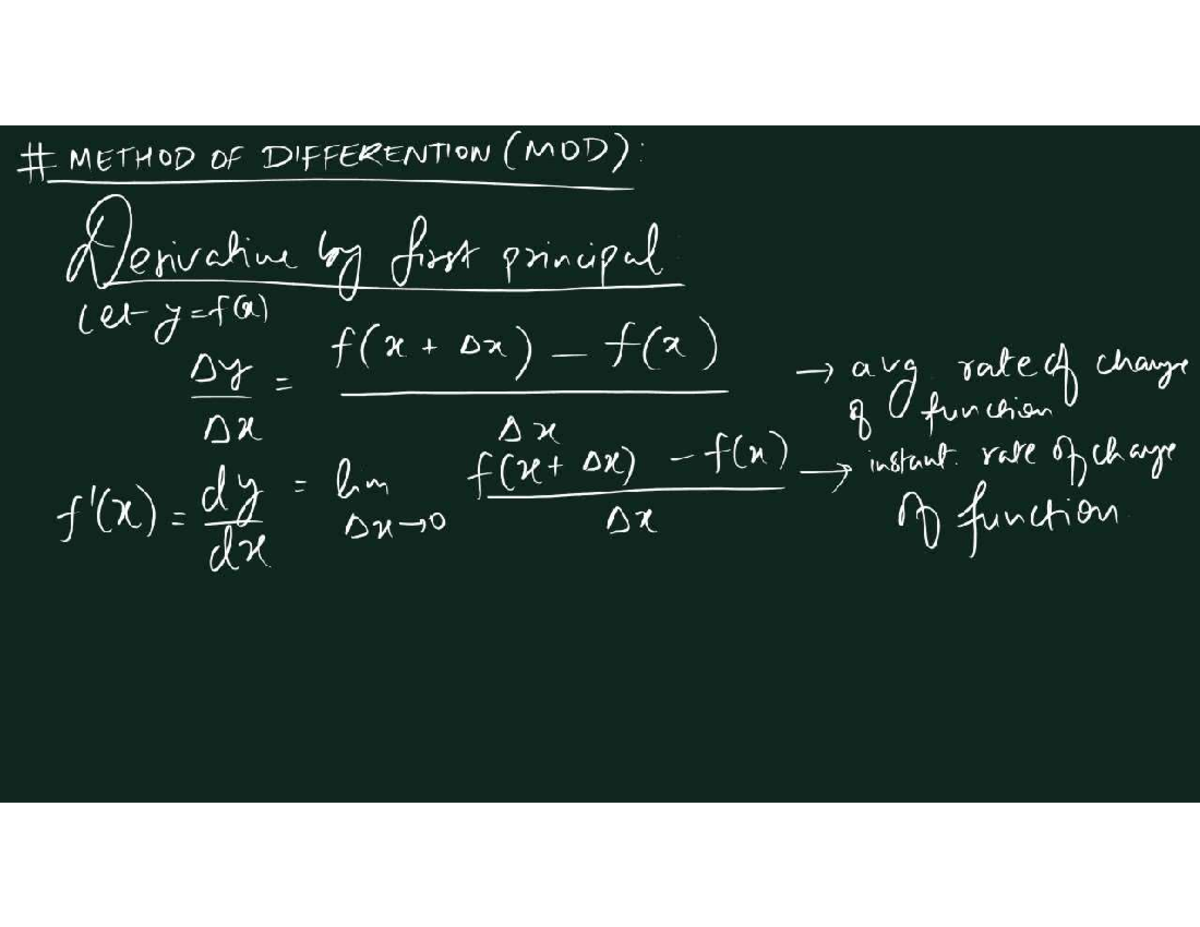 Methods of Derivative - Mathematics - Studocu