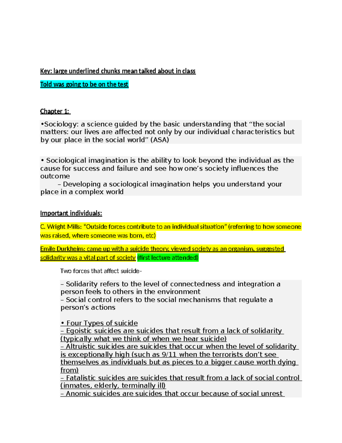 2024 Spring Sociology - Lecture notes - Key: large underlined chunks ...