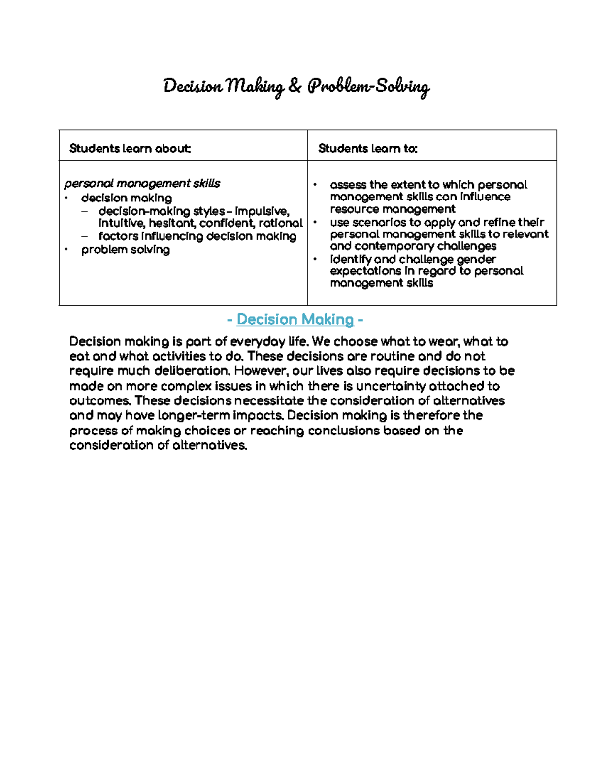 Cafs decision making and problem solving - Decision Making & Problem ...
