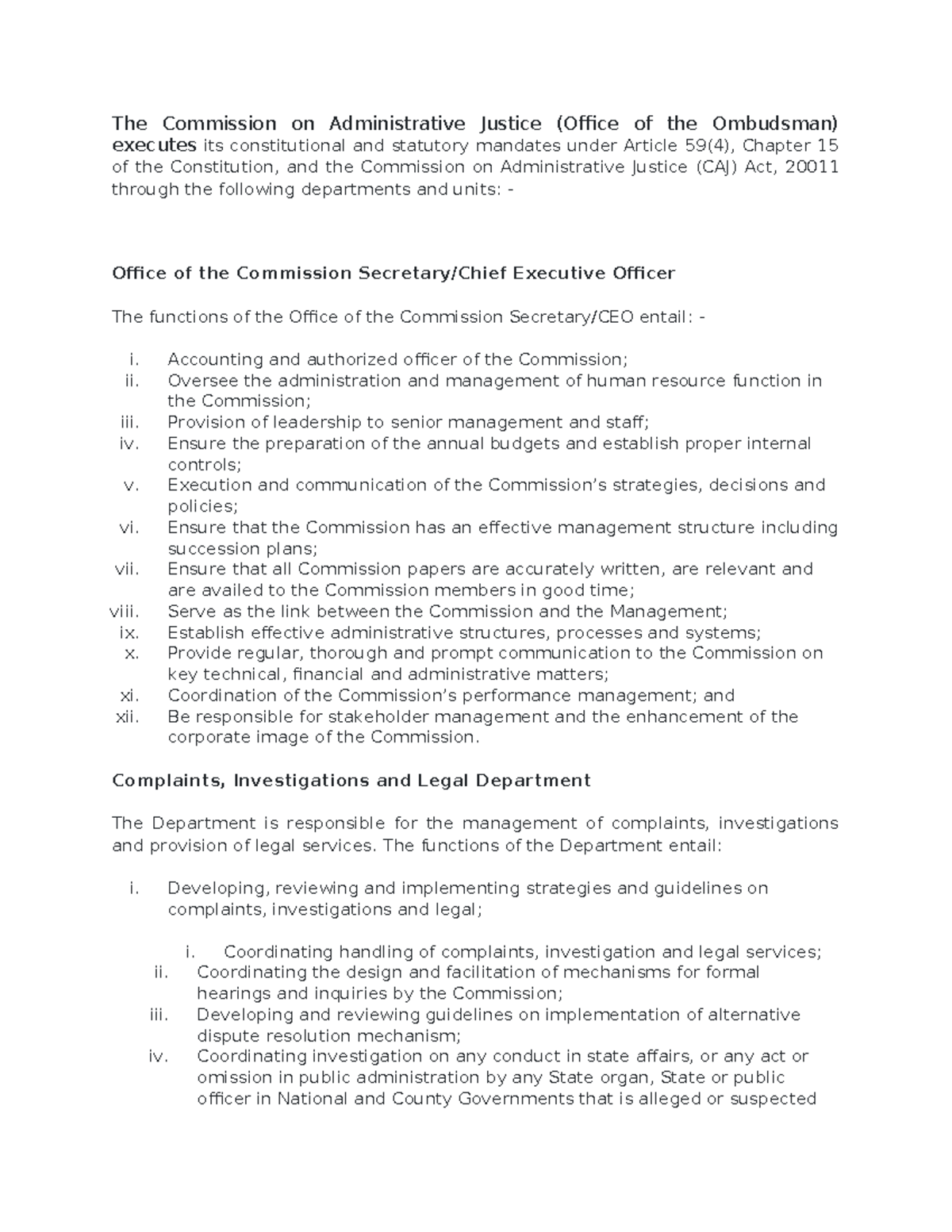 The Commission on Administrative Justice - Accounting and authorized ...
