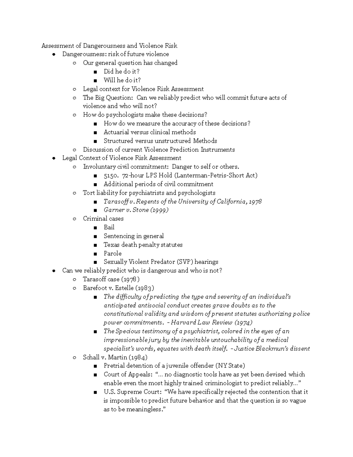 10. Assessment of Dangerousness and Violence Risk - 5150. 72-hour LPS ...
