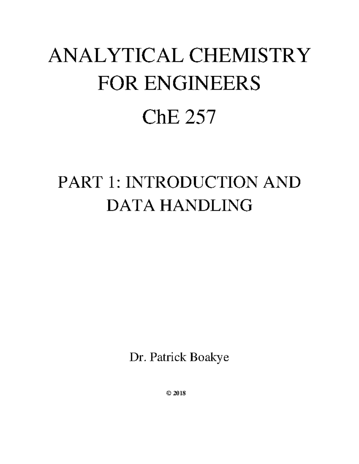 Part 1. Introduction and Data processing - ANALYTICAL CHEMISTRY FOR ...