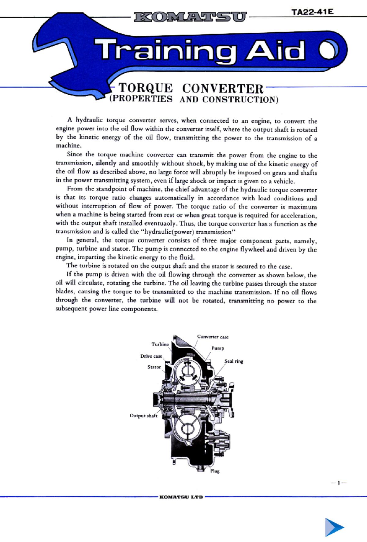 TA22-41E - ddddddd - KOMATSU Training Aid TORQUE CONVERTER (PROPERTIES AND CONSTRUCTION) A ...