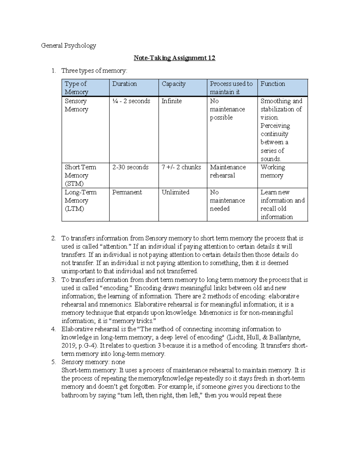 Note-taking Assignment 12 - General Psychology Note-Taking Assignment ...