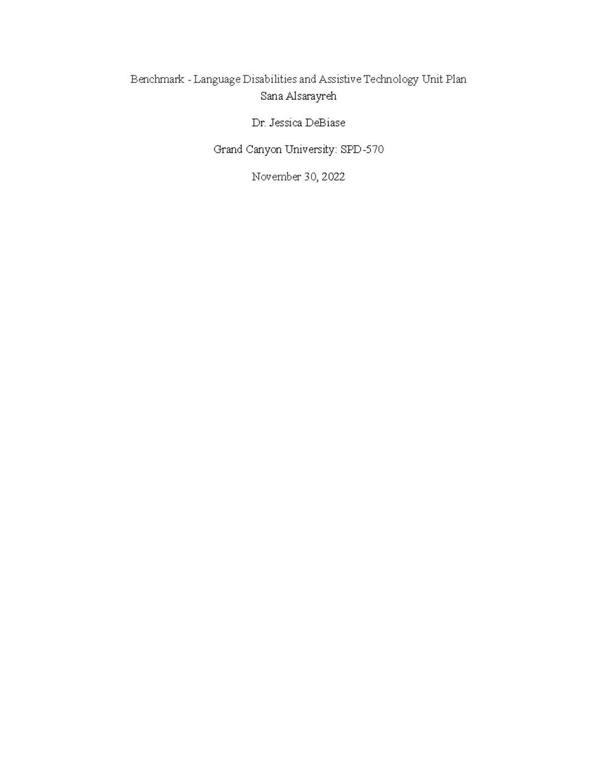 Benchmark Paper DR Jessica 11 30 - Benchmark - Language Disabilities and Assistive Technology ...