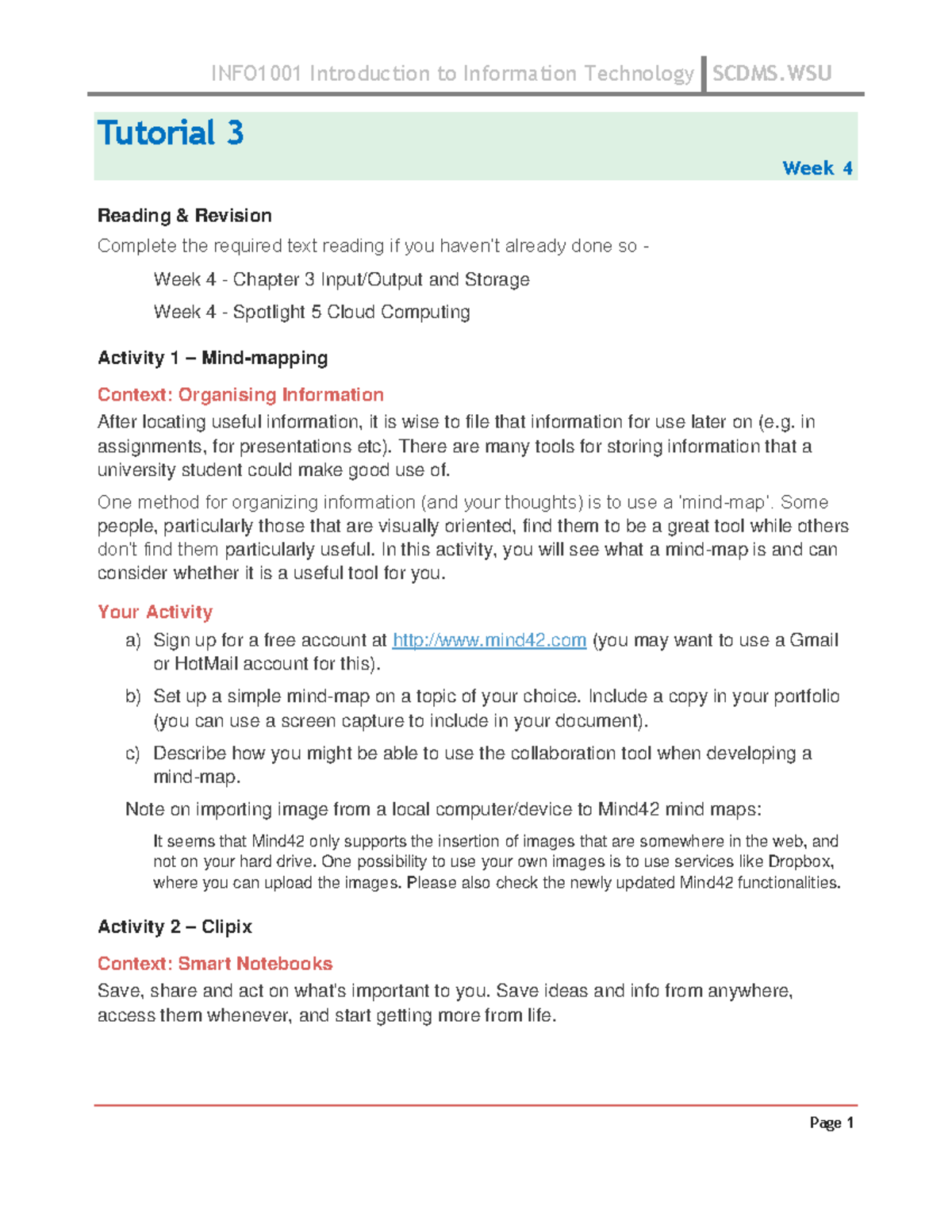 Practical 03 - n/a - INFO1001 Introduction to Information Technology SCDMS Page 1 Tutorial 3 ...