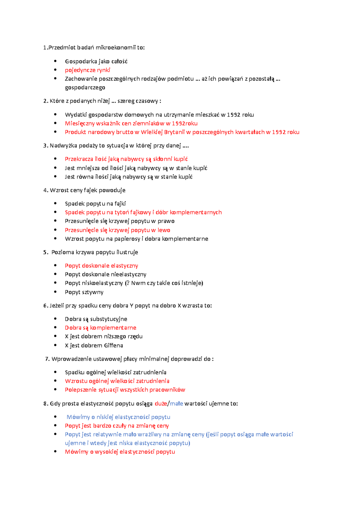 Mikro Egz - na egzamin - 1 badań mikroekonomii to: Gospodarka jako całość pojedyncze rynki - Studocu