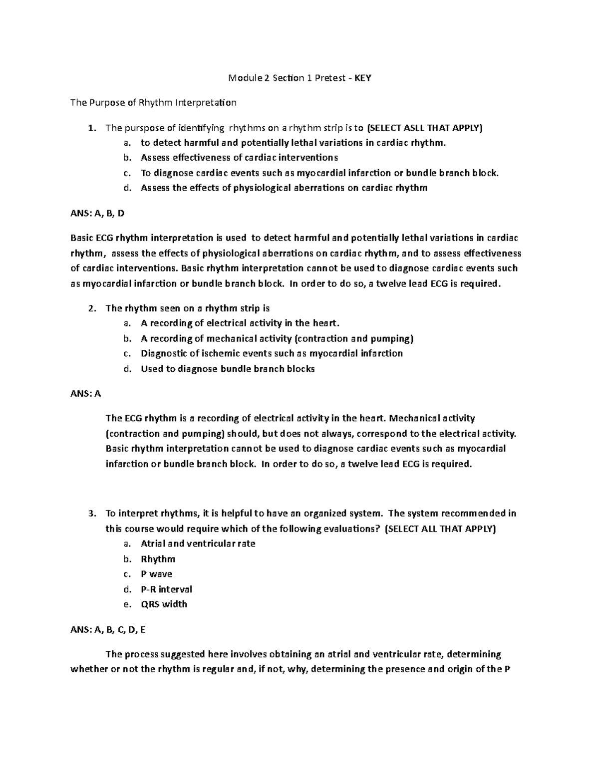Module 2 Section 1 Pretest Key SU10-2 - Module 2 Section 1 Pretest ...