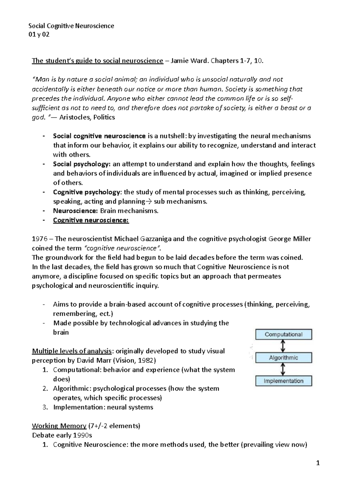 01 y 02 social cognitive neuroscience - 01 y 02 The student’s guide to ...