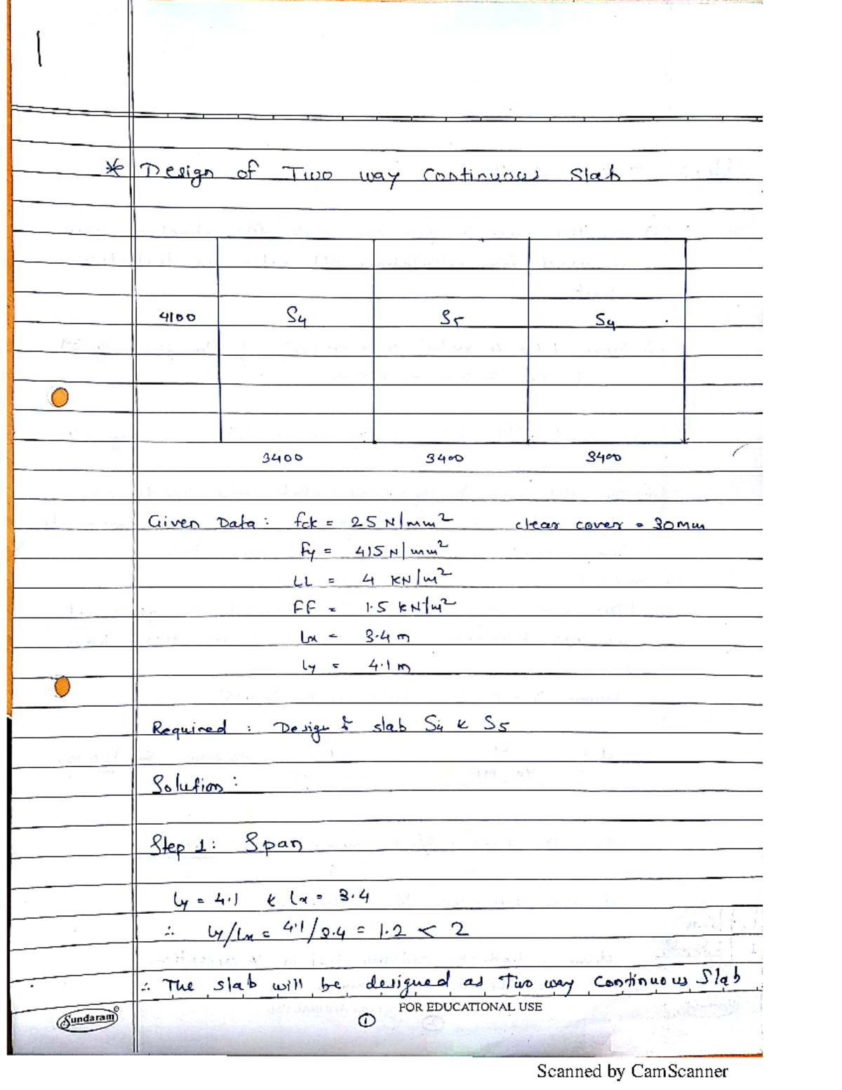 Unit-4two way slab - Two way slab - Design of Two way Continuous Slab ...