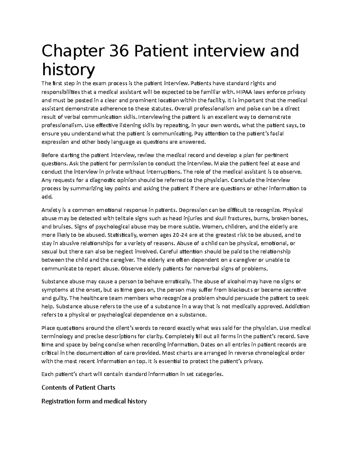 Chapter 36 Patient interview and history - Patients have standard ...