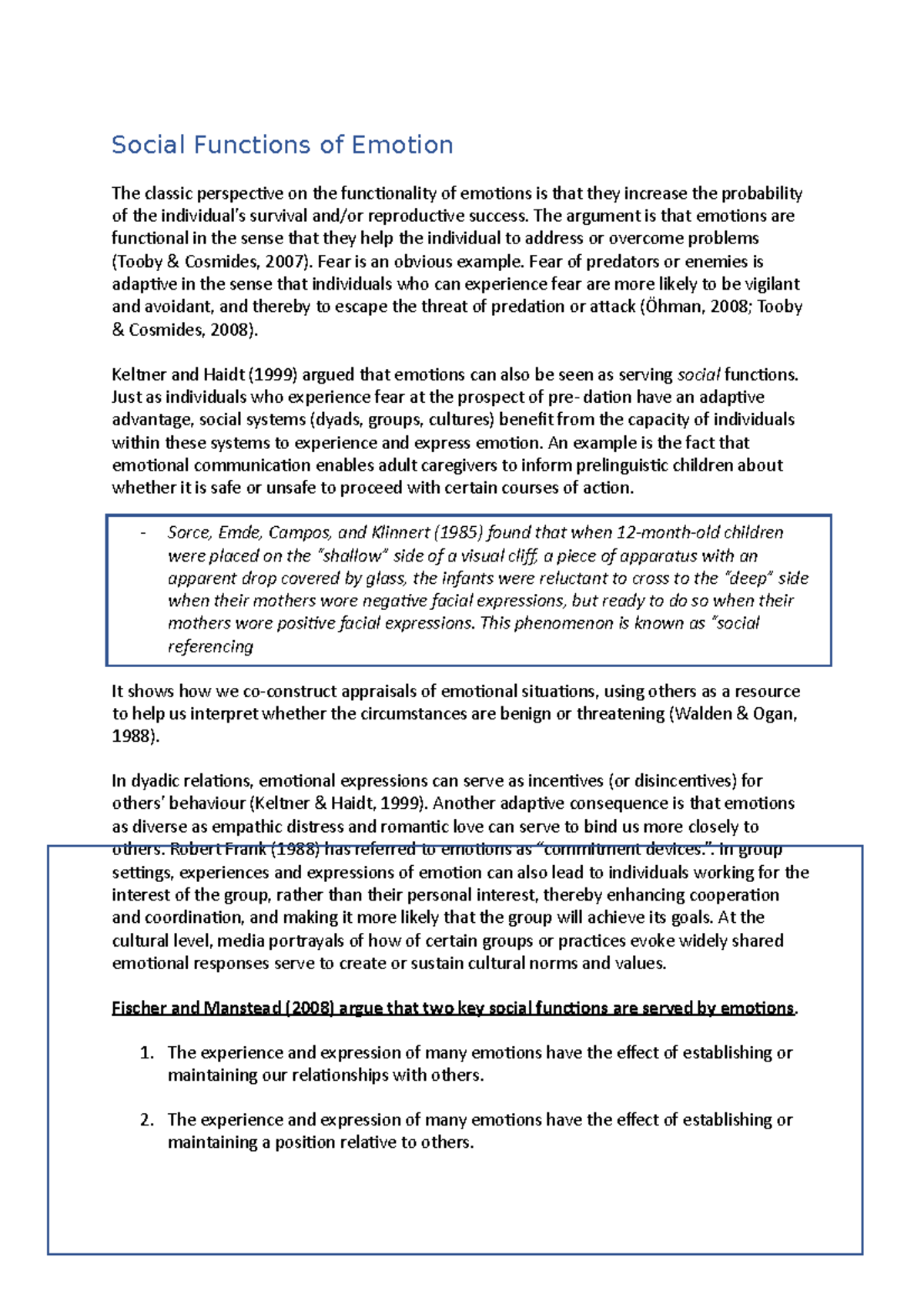 Social functions of emotion p2 - Studocu