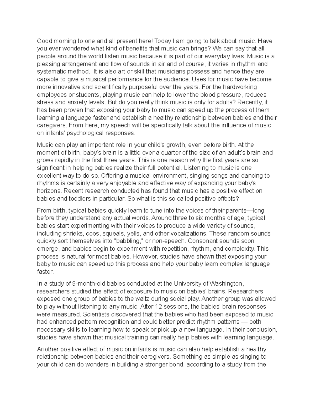 ELC590 - Persuassive Speech - Good morning to one and all present here ...