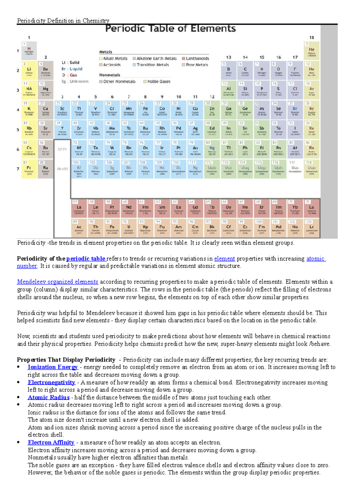 Periodicity - ... - Periodicity Definition in Chemistry Periodicity ...