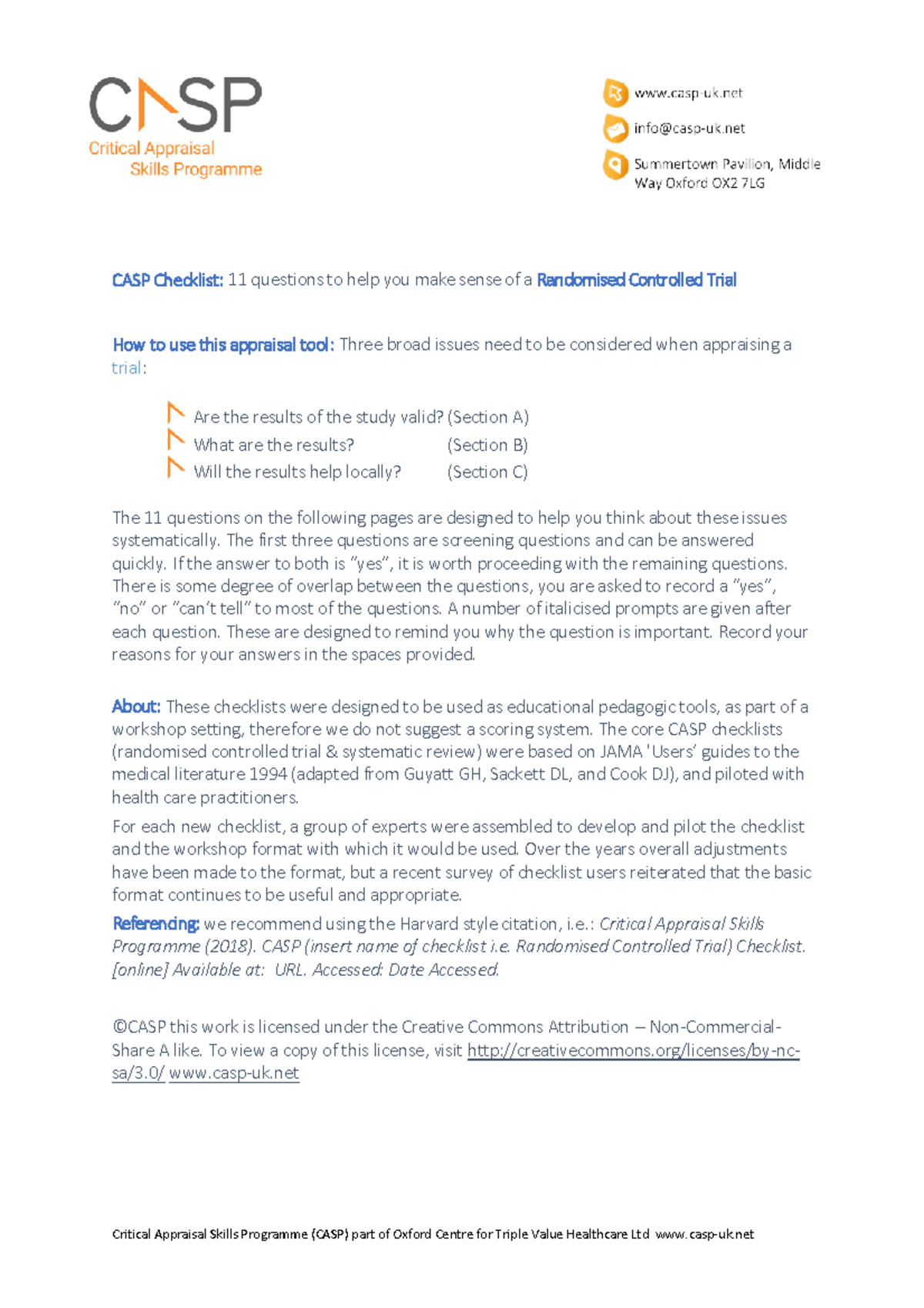 Ms Appraisal CASP checklist for clinical trials - CASP Checklist: 11 ...