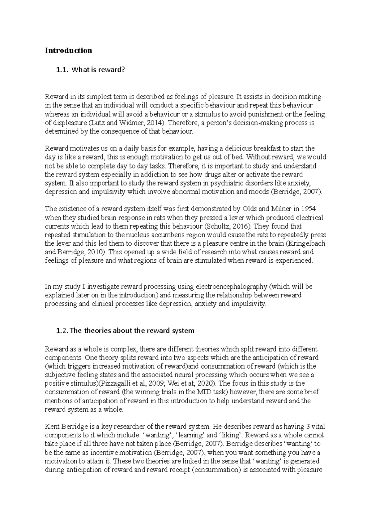 Disso Introduction - essay on EEG, monetary incentive delay task and ...