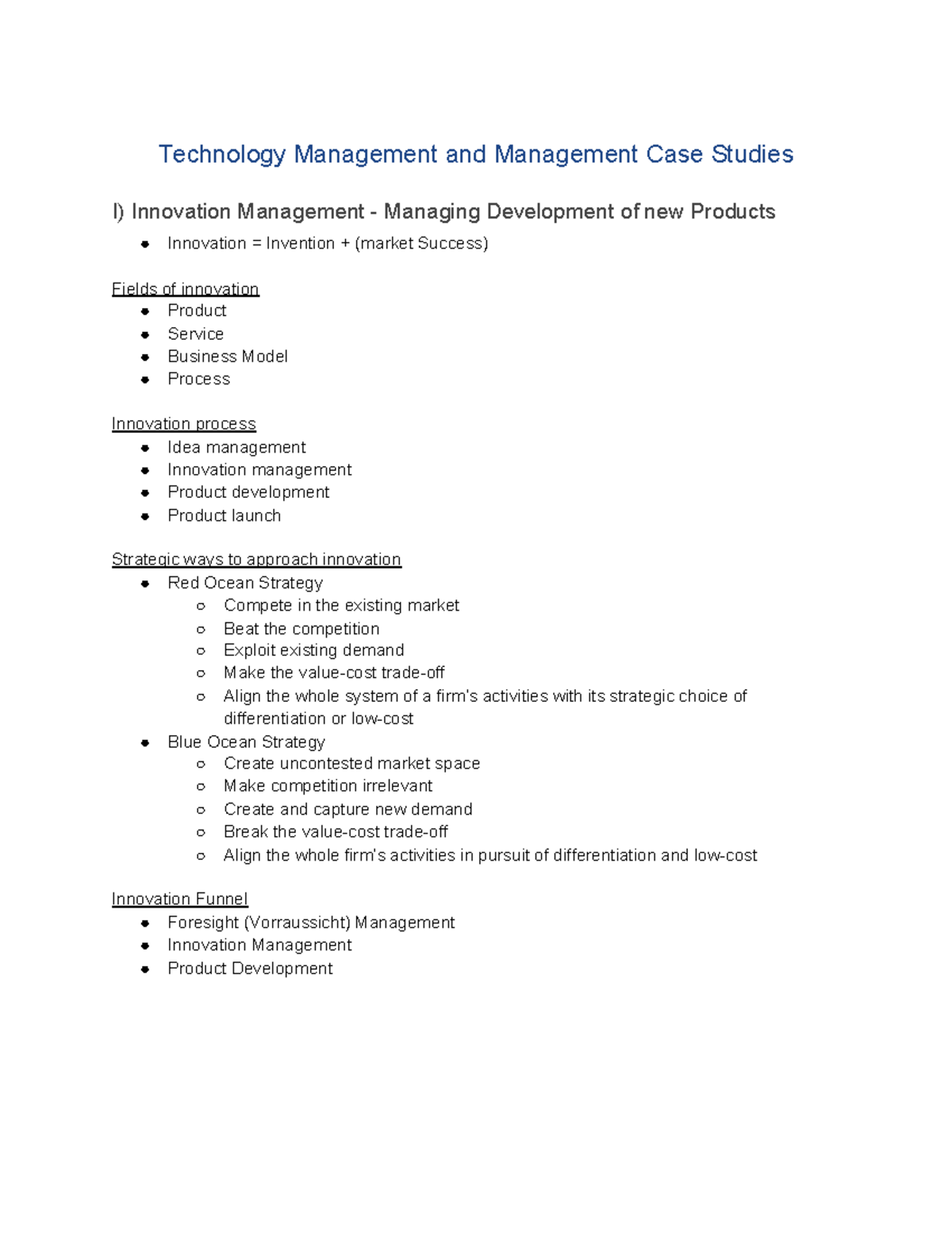 Summary - Technology Management and Management Case Studies ...
