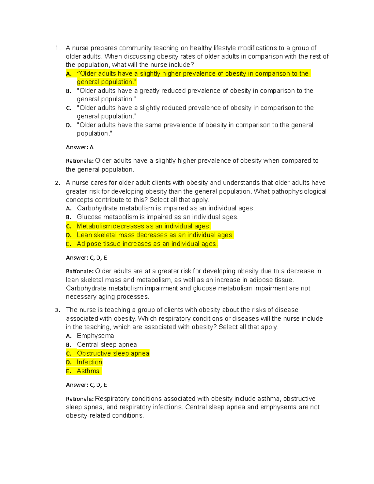 The Point - Obesity Questions - RNSG 1215 - San Jac - Studocu