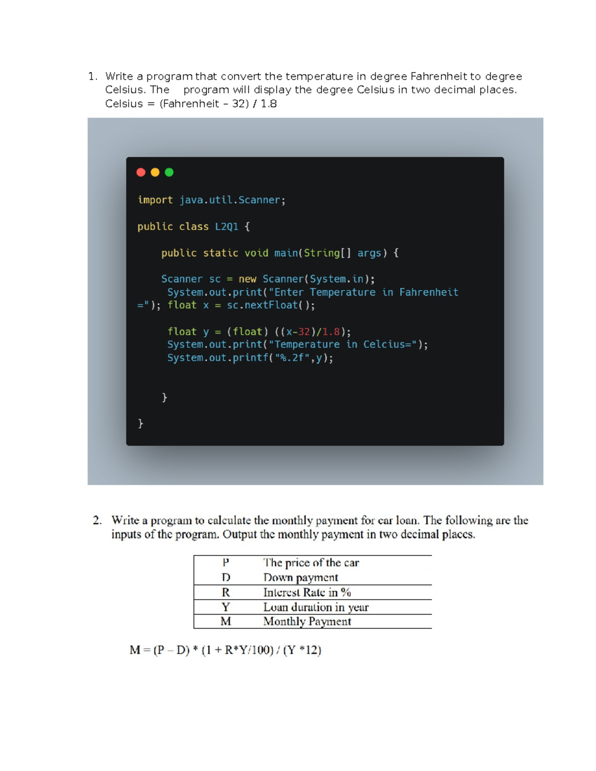 LAB -2 - FULL ANSWERS - Write a program that convert the temperature in degree Fahrenheit to ...