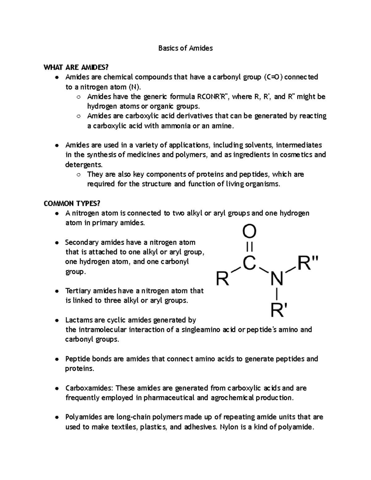 Basics of Amides - Organic Chemistry - Basics of Amides WHAT ARE AMIDES ...