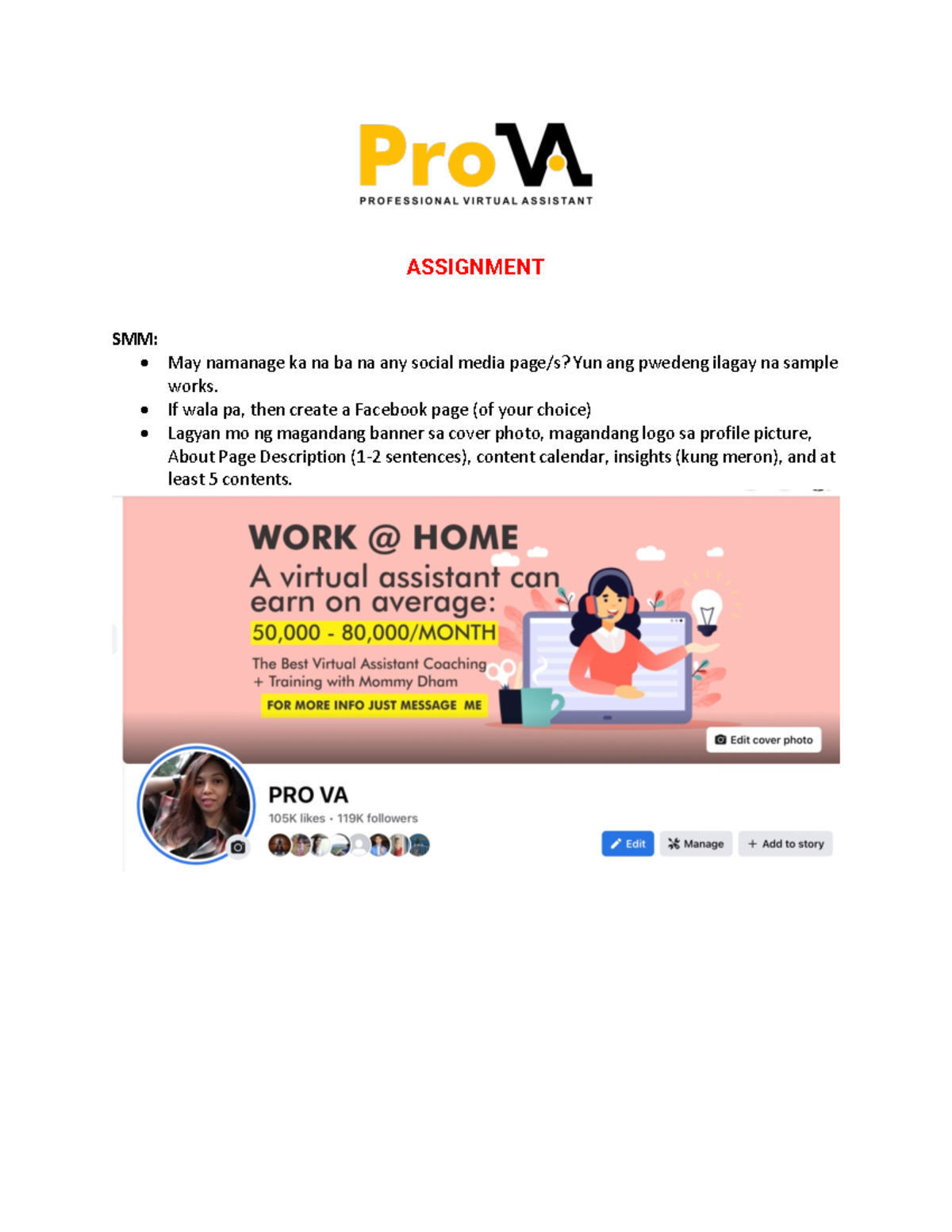 Assignments - data entry task - ASSIGNMENT SMM: May namanage ka na ba ...