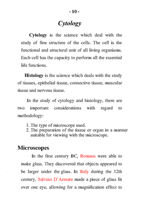 Introduction to Histology - Histology The animal body is composed of ...