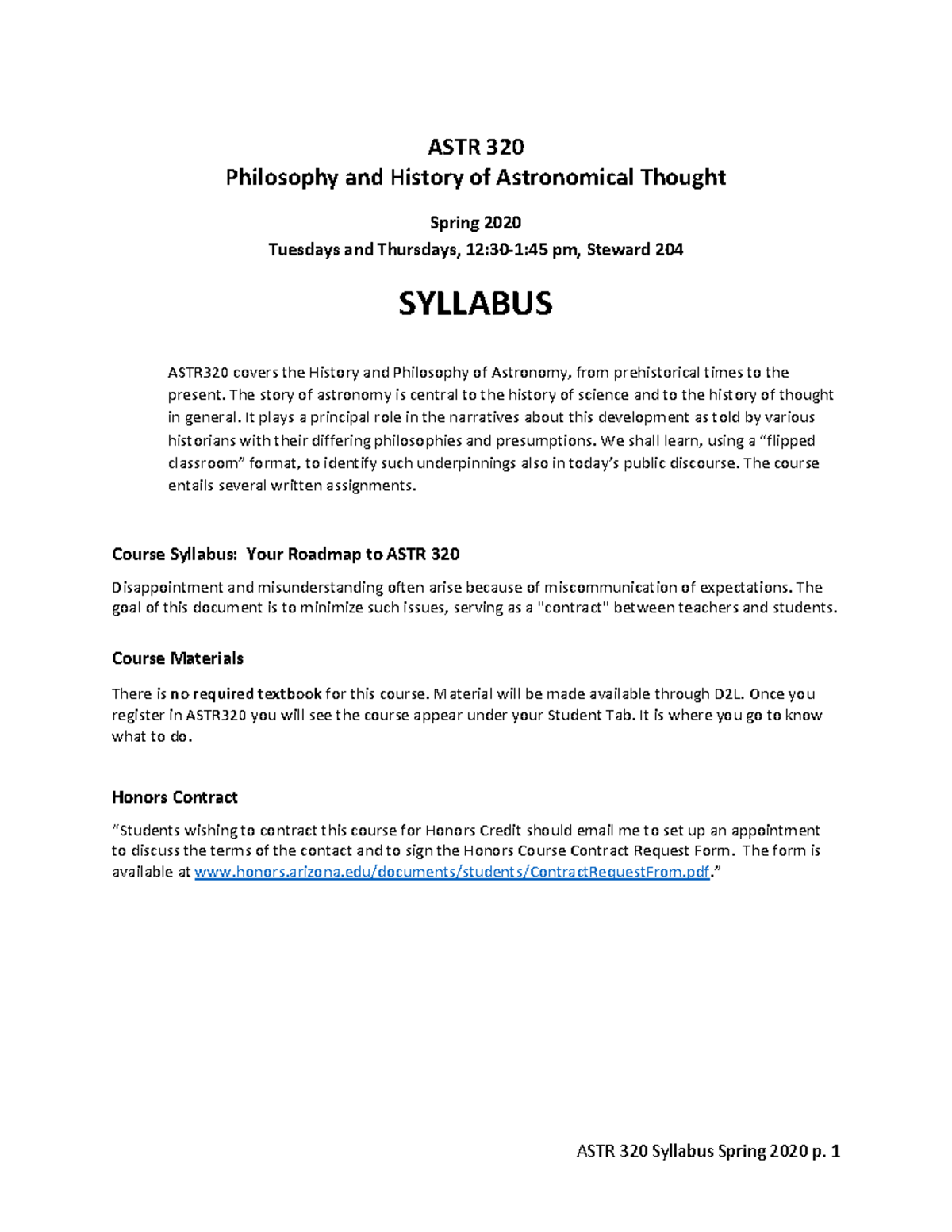 ASTR320 Gabor SP2020 syllabus - Warning: TT: undefined function: 32 ASTR 320 Philosophy and ...