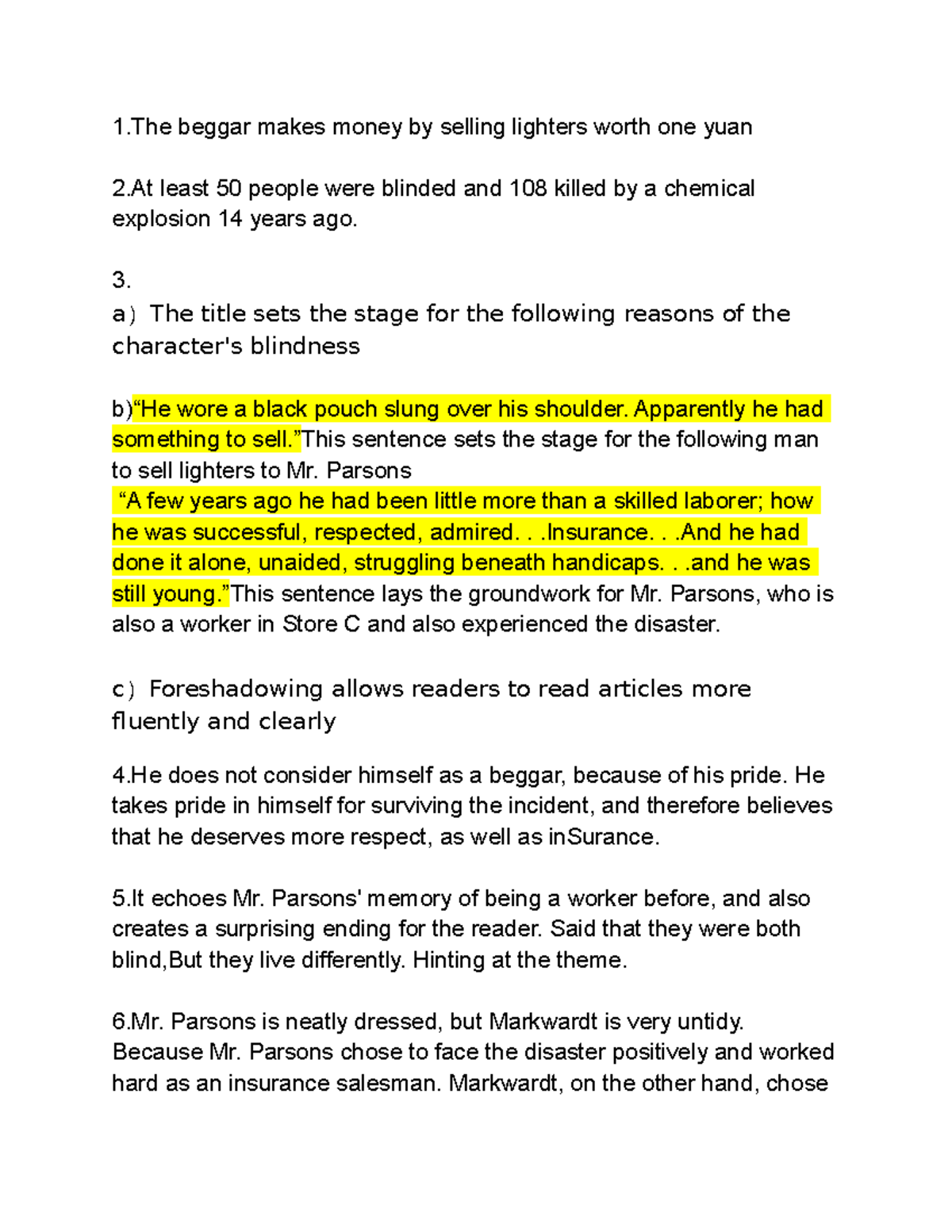 A man who had no eyes - A man who had no eyes quetion and anwsers for ...