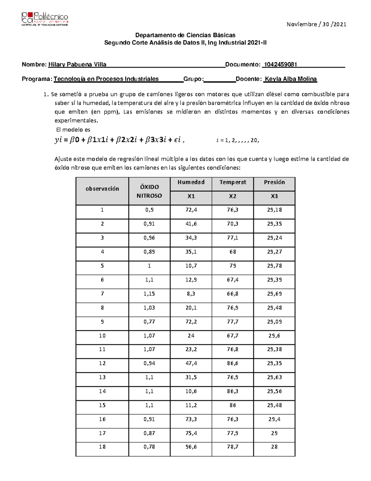 Final Analisis - dfjkl - Departamento de Ciencias Básicas Segundo Corte ...