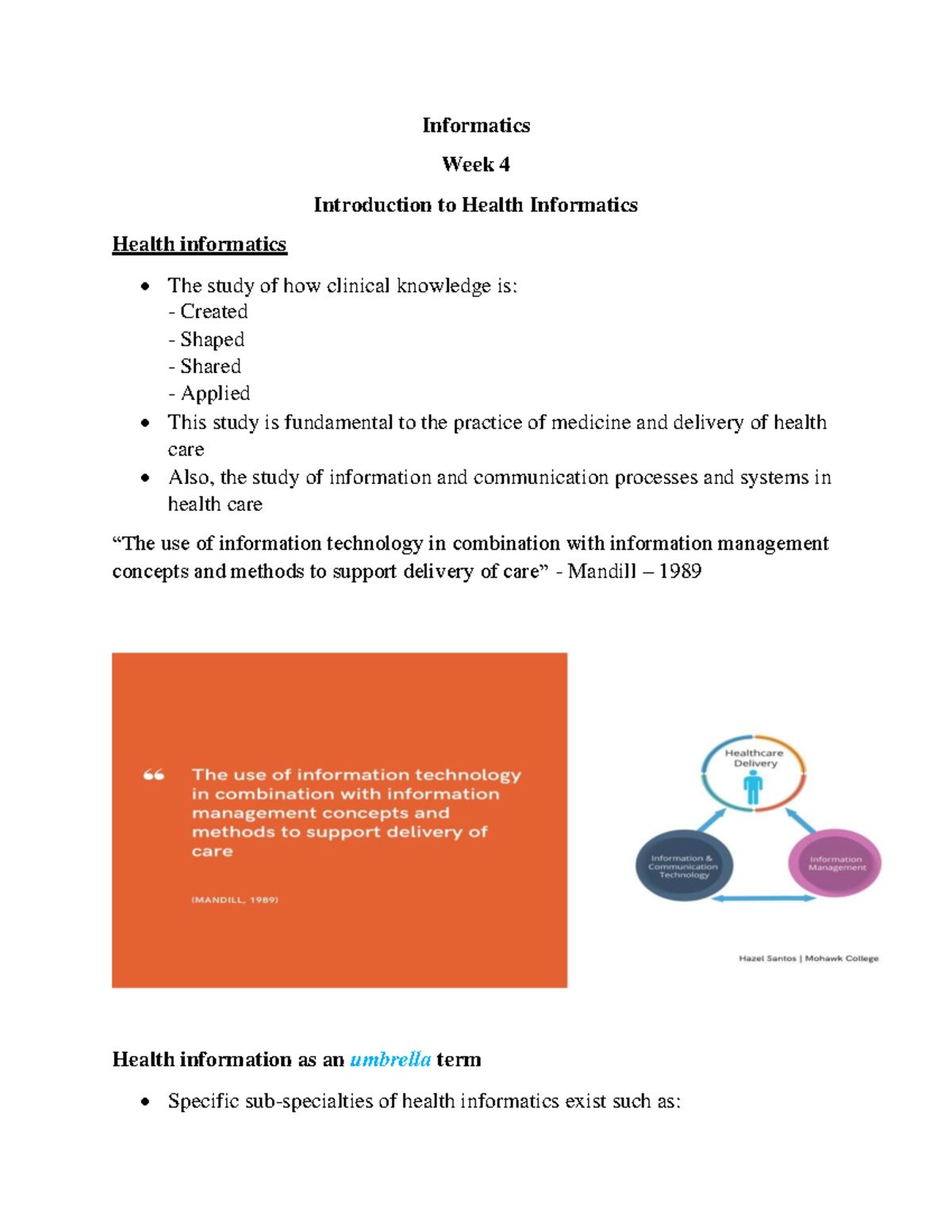 Week 4 Informatics Introduction To Health Informatics 4 Informatics Week 4 Introduction To 