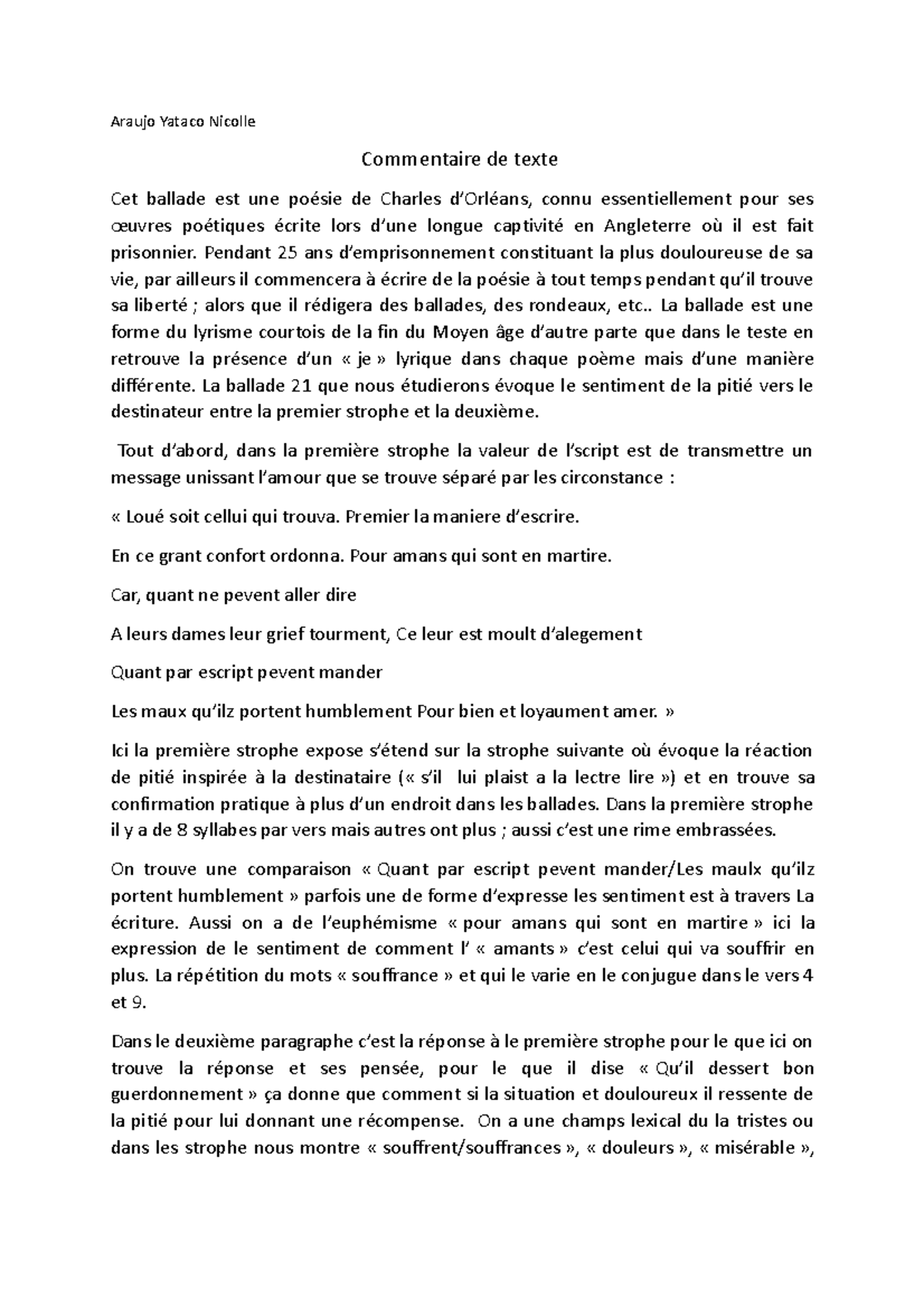 Commentaire de texte - Araujo Yataco Nicolle Commentaire de texte Cet ...