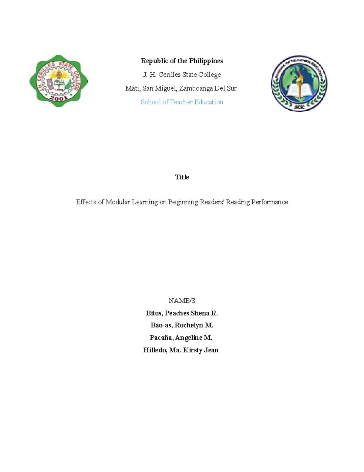 Concept Paper - ,oooooo - Republic of the Philippines J. H. Cerilles ...