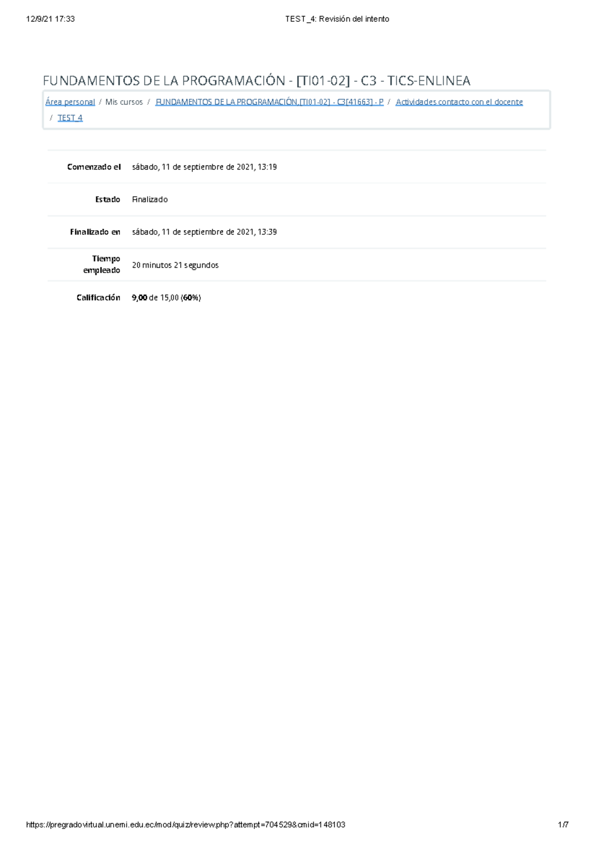 TEST 4 Revisión del intento - FUNDAMENTOS DE LA PROGRAMACIÓN - [TI01-02 ...