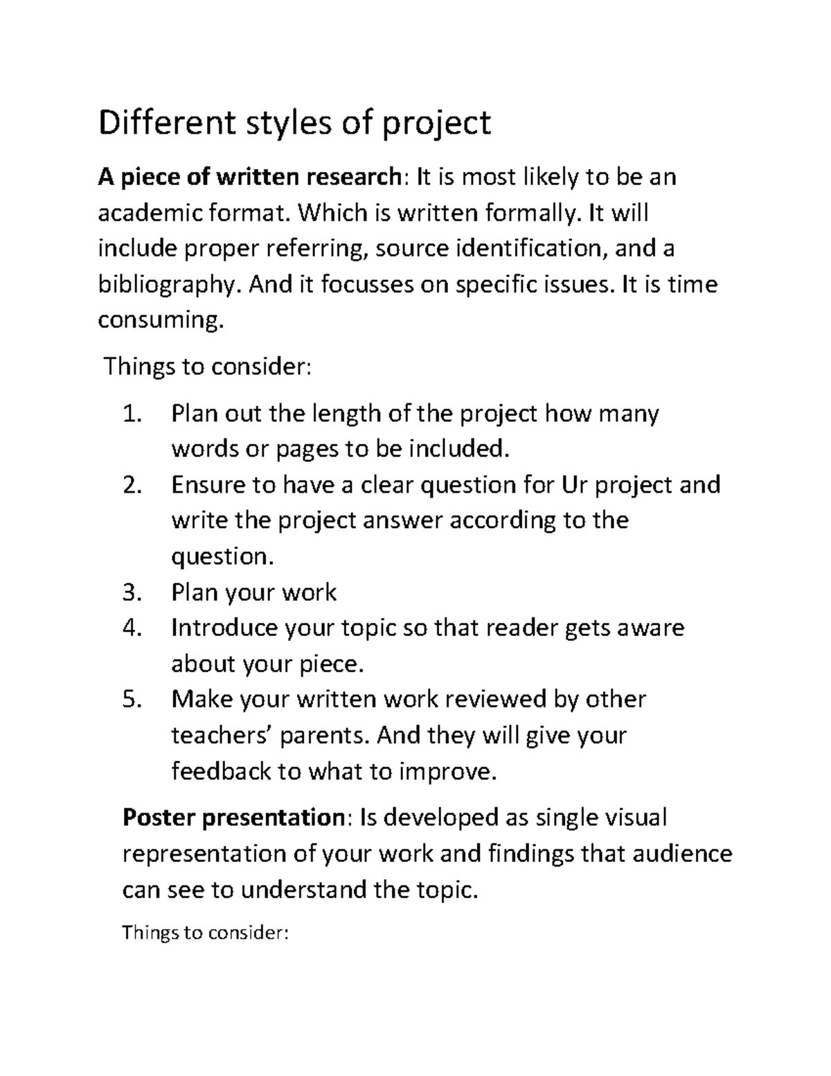 Different Styles Of Project - Which Is Written Formally. It Will