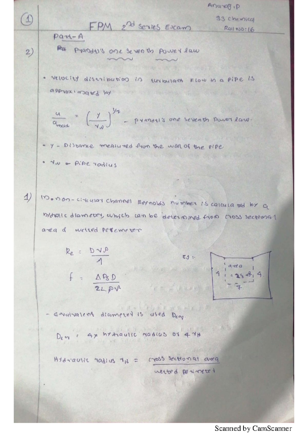 FPM 2nd Series Exam - Useful - Fluid And Particle Mechanics - Studocu