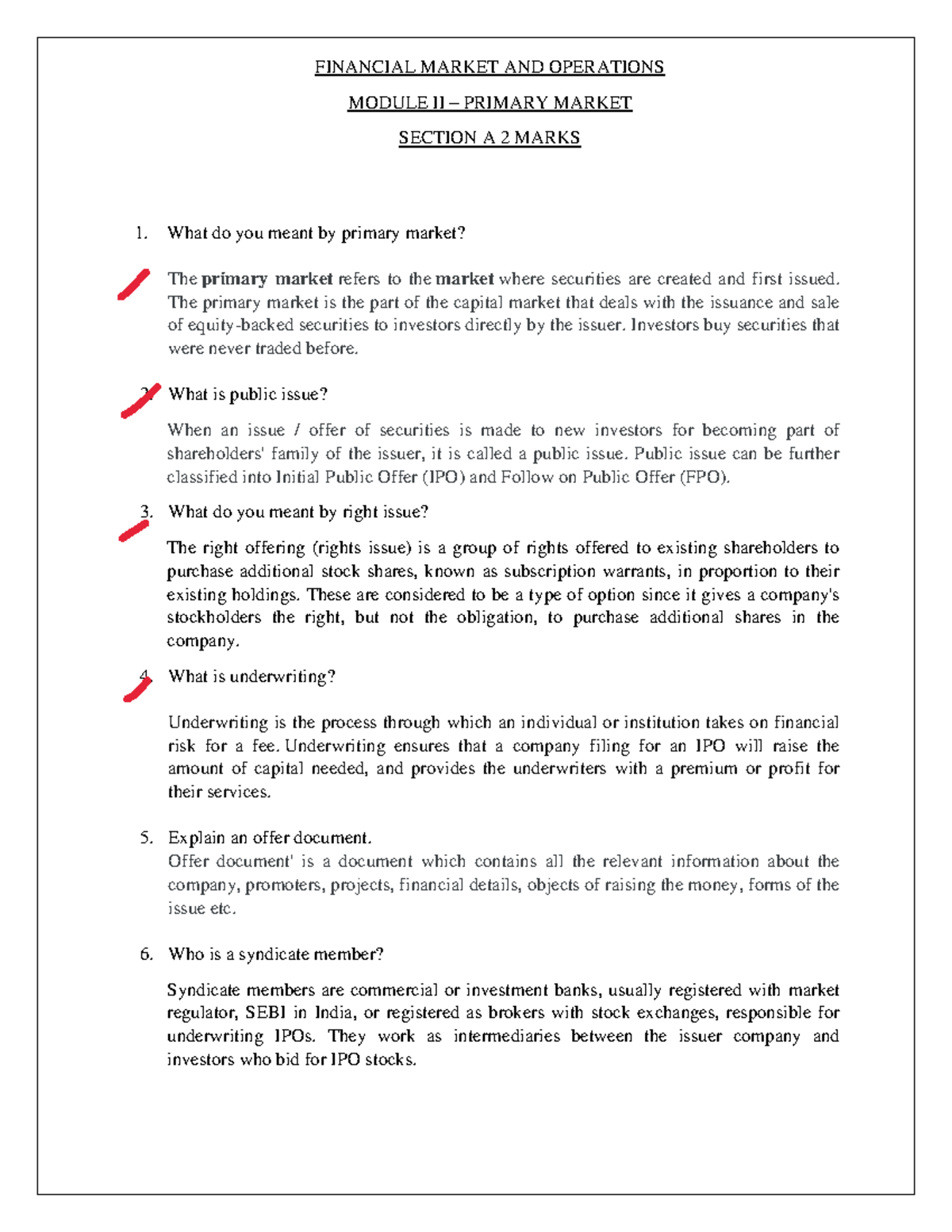 Module 2 FMO-1 - 3rd sem - FINANCIAL MARKET AND OPERATIONS MODULE II – PRIMARY MARKET SECTION A ...