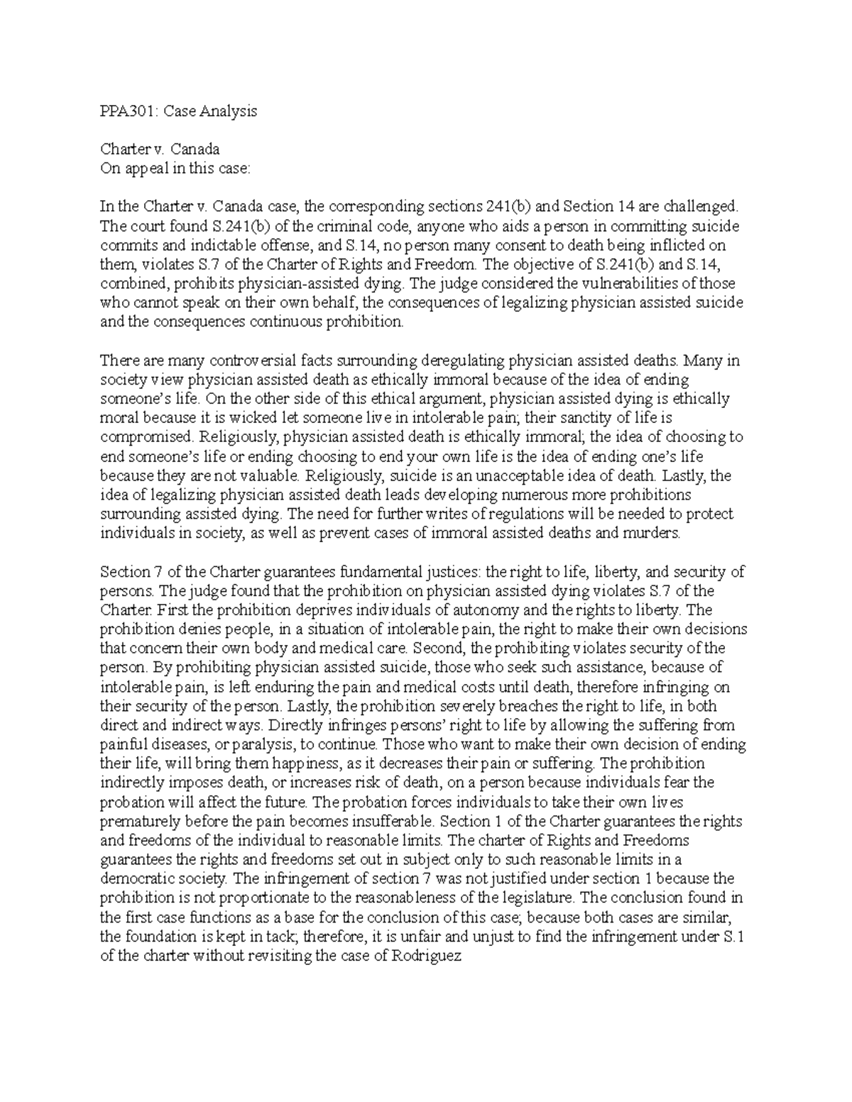 Summary - article "Carter v. Canada (Attorney General), Supreme Court ...